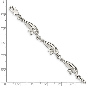 Solid 925 Sterling Silver Manatees Bracelet - with Secure Lobster Lock Clasp 7"