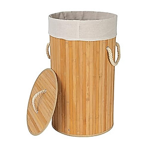 Household Essentials Bamboo Laundry Hamper with Rope Handles, 15-Gallons, Natural