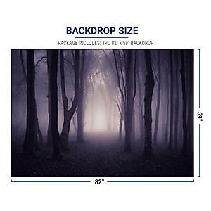 Allenjoy 7x5ft Misty Dark Forest Woods Halloween Backdrop for Photography Gloomy Grove Mystery Background for Portrait Magic Witch Wizard Sorcerer Ghost Themed Party Banner Decors Photo Props