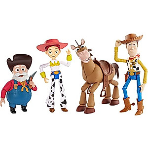 Mattel Disney and Pixar Toy Story Set of 4 Action Figures with Woody, Jessie, Bullseye & Stinky Pete, Woody's Roundup, 7-in Scale
