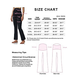 POSHDIVAH Women's Maternity Work Pants Yoga Lounge Stretchy Bootcut Flare Pants Pregnancy Dress Trousers for Business Casual Navy Blue Small