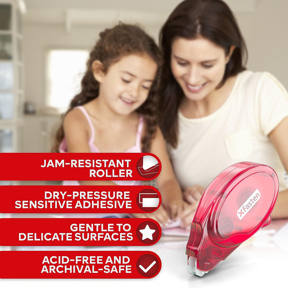 XFasten Adhesive Roller for Scrapbooking, 8mm x 30ft 8-Pack Double Sided Glue Tape Roller, Scrapbook Supplies for Adults, Photo Tape for Scrapbooking