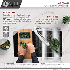 STYLISH Over The Sink Roll-Up Dish Drying Rack | Trivet | Heat Resistant | Drying Dishes and Rinsing Vegetables | White | A-900WH (White) Visit The Store