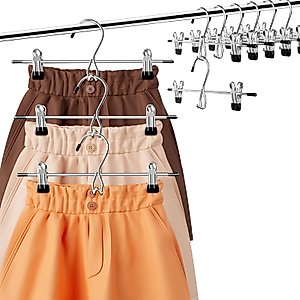 Lumigens Skirt & Pants Hangers with Clips,Stackable Space Saving Hangers,Hanging Closet Organizer and Storage,8PCS