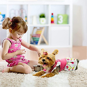 XPUDAC 4 Pieces Dog Dress Girl Dog Clothes for Small Dogs Girl Flower Dog Dresses for Small Dogs Apparel Colorful Small Dog Clothes Female (X-Small, 4 Flower)