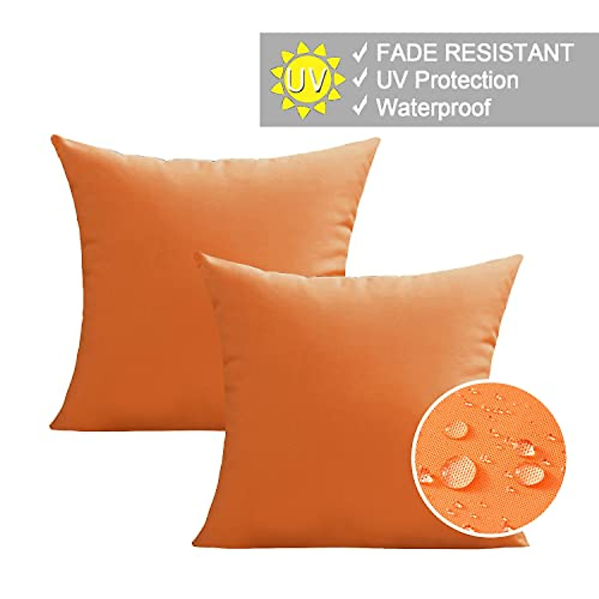 VAKADO Fall Outdoor Waterproof Throw Pillow Covers 18x18 Set of 2 Decorative Pumpkin Patio Furniture Sunbrella Cushion Cases Outside Decor for Couch Garden Bench Porch