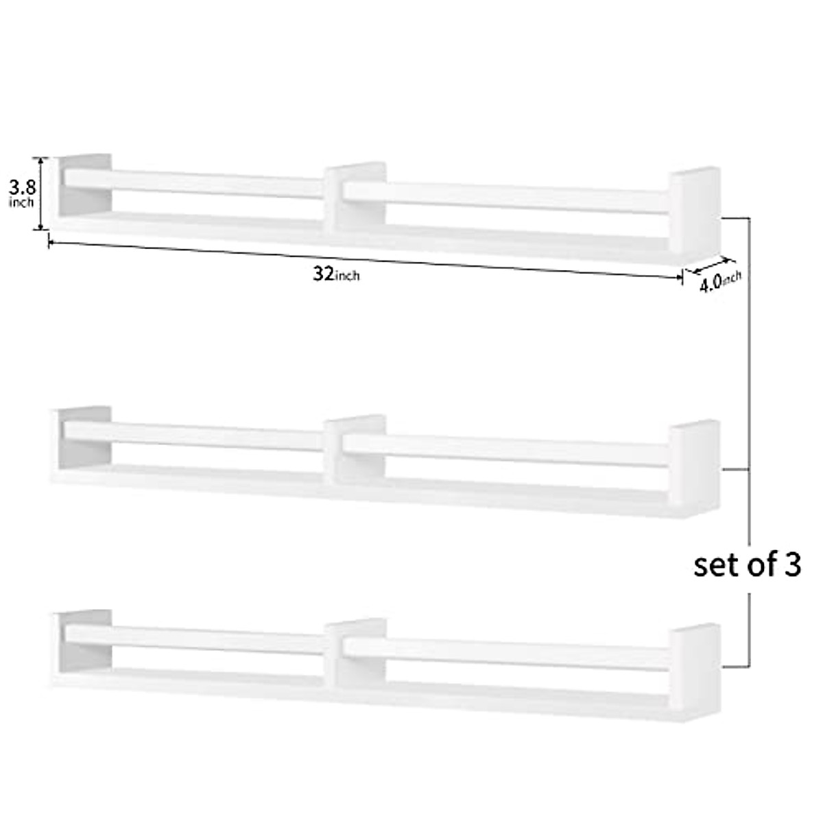 birola Nursery Book Shelves 32 inches Set of 3,Wall Bookshelves for Kids,Nursery Shelves for Bookshelf Wall,Book Shelf Organizer for Kids(White)