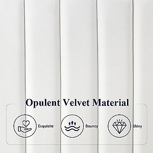 Allewie Queen Bed Frame, Velvet Upholstered Platform Bed with Adjustable Vertical Channel Tufted Headboard, Mattress Foundation with Strong Wooden Slats, Box Spring Optional, Easy Assembly, Off-White