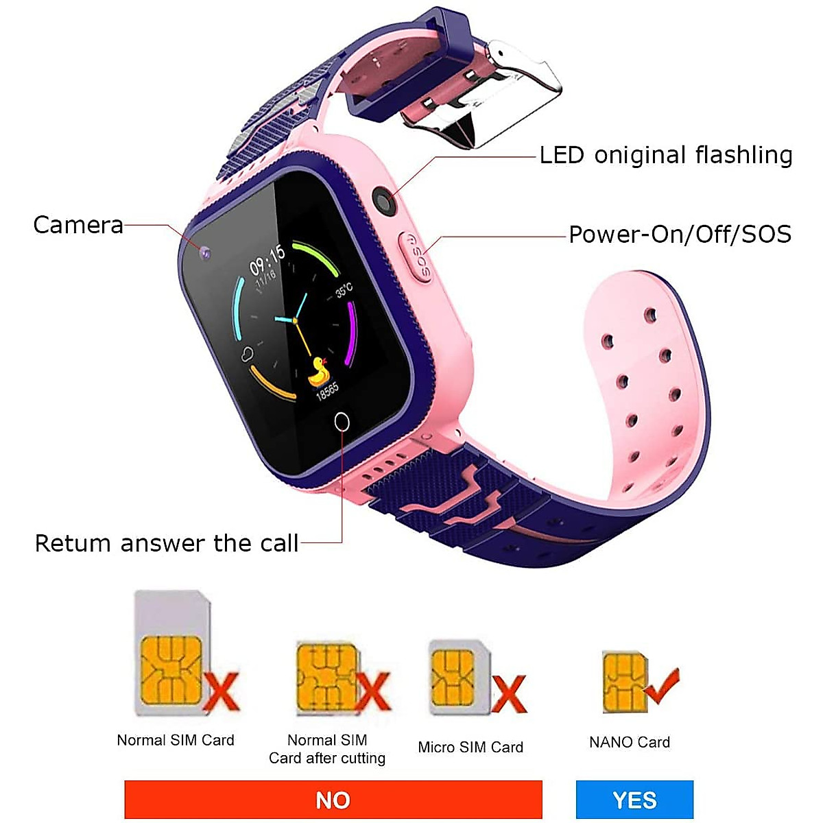 4G Kids Smart Watches, IP67 Waterproof LBS WiFi GPS Tracker Children Smartwatch Phone Call for Boys Girls, Touch Screen Cellphone Camera Voice Video Chat Anti-Lost SOS Learning Toy (Pink)