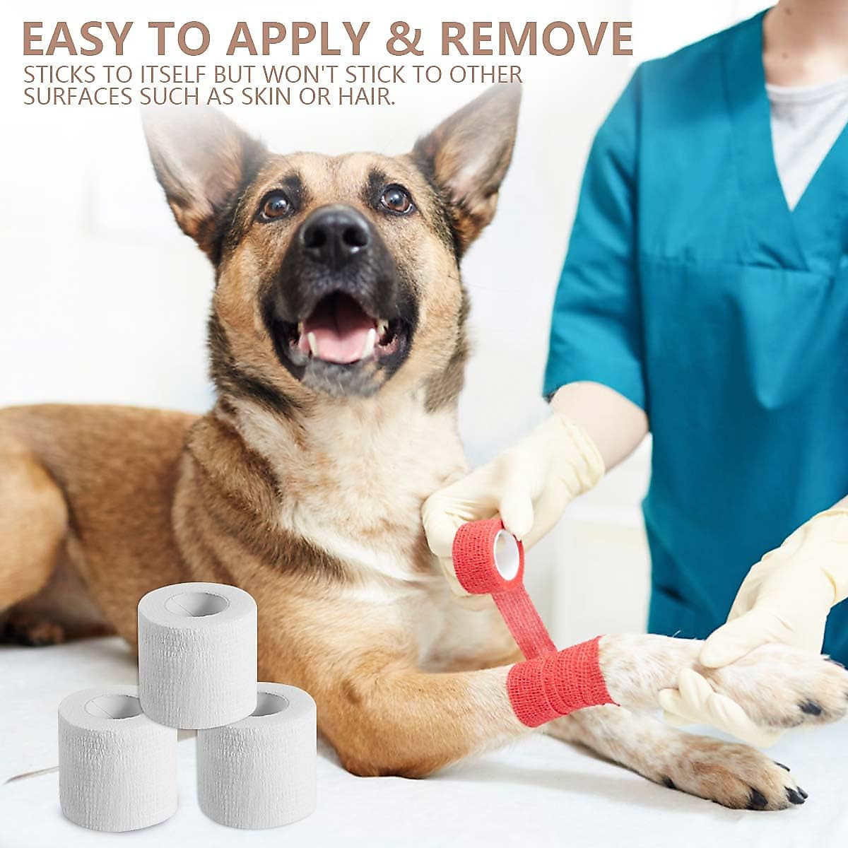 KISEER 15 Pack 2 Inch x 5 Yards White Self Adhesive Bandage Breathable Cohesive Bandage Wrap Rolls Elastic Self-Adherent Tape for Stretch Athletic, Sports, Wrist, Ankle