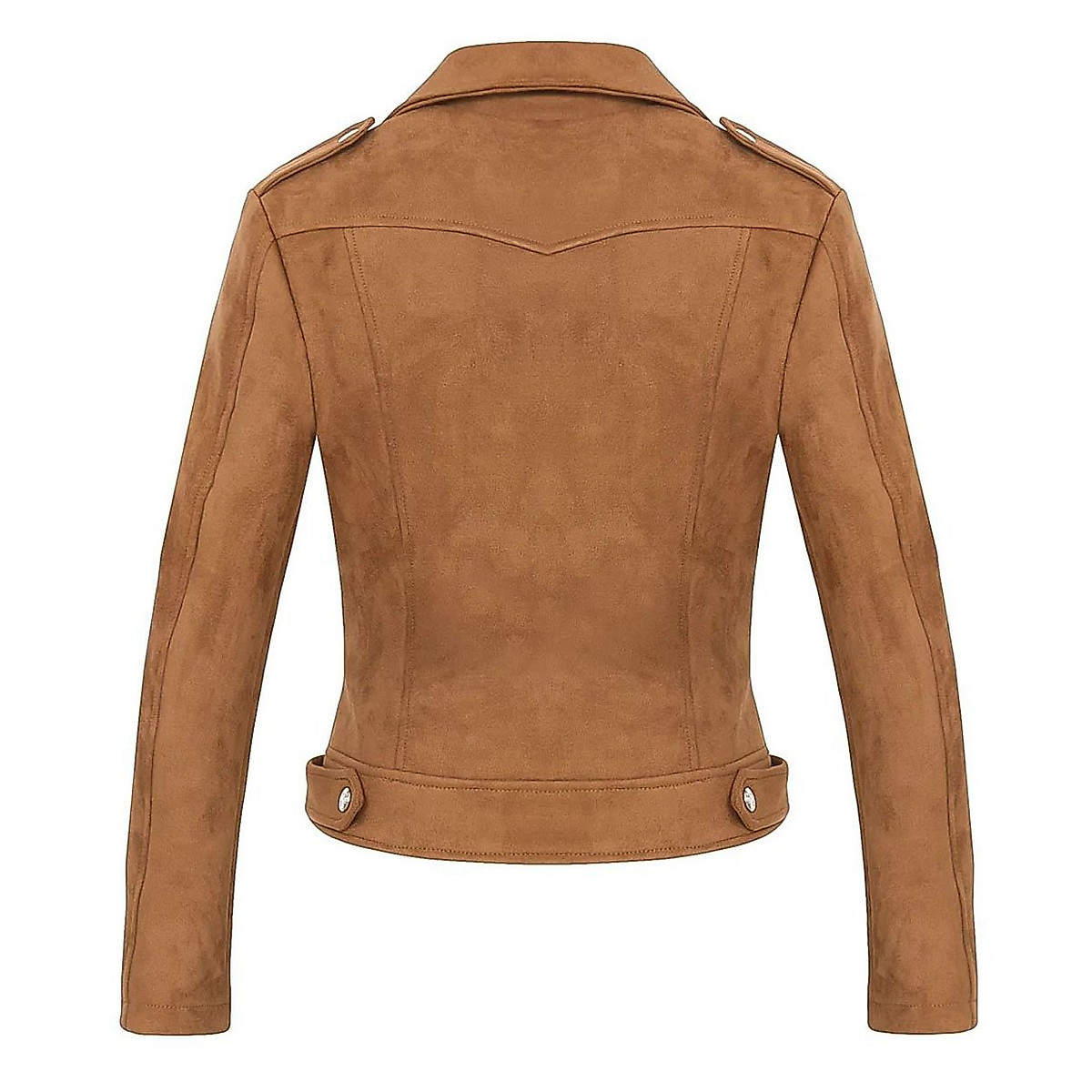 CHARTOU Women's Fall 2023 Fashion Faux Suede Leather Casual Moto Biker Jacket Coats (Medium, Coffee)