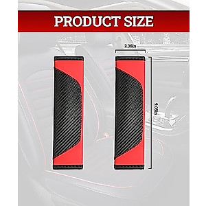 Qziulr Zlirfy 2PCS Car Seat Belt Cover,Seat Belt Shoulder Pad,Carbon Fiber Safety Seatbelt Shoulder Strap Covers,Leather Safety Belt Cover (Black&Red)