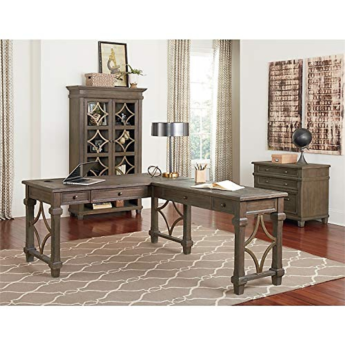 Martin Furniture Desk And Return, Weathered Dove