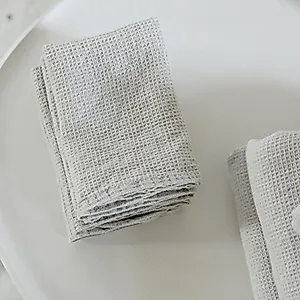LinenMe Linen Wash Cloths Waffle Silver, 12" x 12"