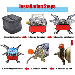 Mini Square Camping Stove,compact folding, wind proof, Piezo Ignition, Use with butane gas tank, Very Perfect for outdoor backpacking, picnics, hiking and camping other occasions (Buckle interface)