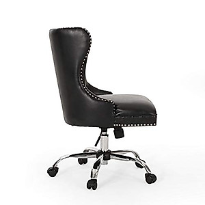 Christopher Knight Home Keith Contemporary Tufted Swivel Office Chair, Midnight Black and Chrome