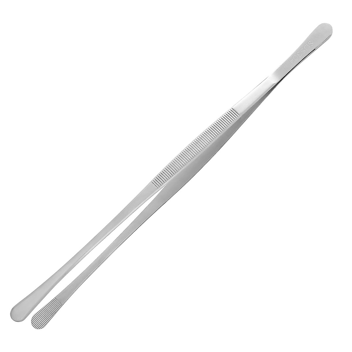 HALO FORGE 2 Pcs Kitchen Fine Tweezers Tongs - 12 Inch Stainless Steel Food Tweezers Set, Professional Extra-Long Chef Cooking Tweezers for BBQ Bar Meat (Silver)