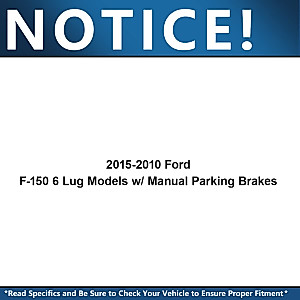 Detroit Axle - Rear Brake Kit for 2012-2020 Ford F-150 Drilled & Slotted 6-Lug Brake Rotors Replacement 2013 2014 2015 2016 2017 2018 2019 Ceramic Brakes Pads [Manual Parking Only]