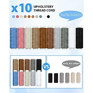 PLANTIONAL Upholstery Repair Sewing Kit: 47 Pieces Heavy Duty Sewing Kit with Sewing Awl, Seam Ripper, Leather Hand Sewing Stitching Needles, Sewing Thread for Car, Sofa, Backpack, Shoe, Craft DIY