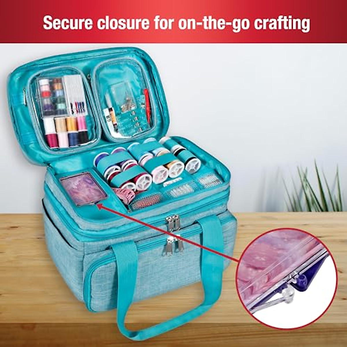 SINGER Magnetic Needle & Pin Compact with Hand Needles: Needle Holder with Sewing Magnifier – Sewing Needle Case for Secure Needle Storage