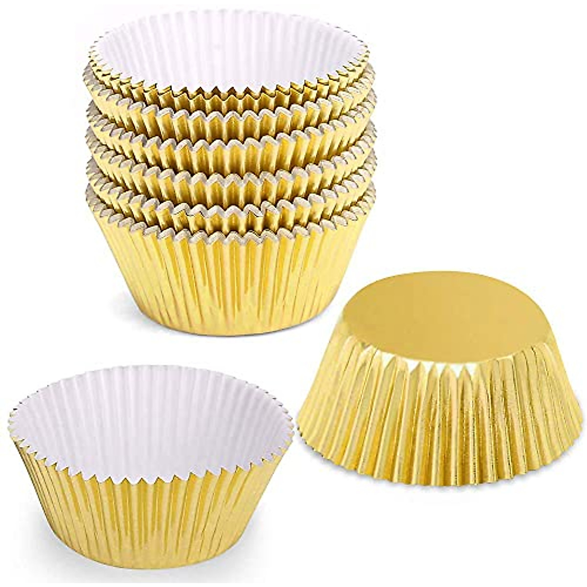 Gifbera Gold Foil Muffin Cupcake Liners/Baking Cups Standard Size, 100-Count