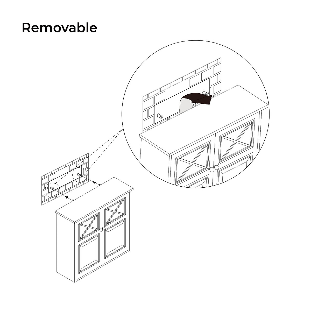 Elegant Home Fashions Dawson Removable Wooden Wall Cabinet with Cross Molding and 2 Doors, White