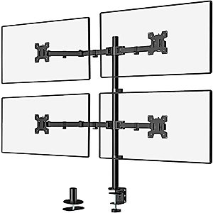 WALI Quad Monitor Desk Mount, 4 Monitor Stand Fits Heavy Duty Computer Screen up to 27 inch, Full Adjustable Monitor Arm Holds up to 22 lbs per Arm (M004), Black