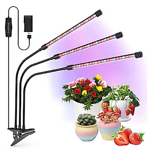 yoyomax LED Grow Light, Full Spectrum Clip Plant Growing Lamp with Red Blue LEDs for Indoor Plants, 6-Level Dimmable, Auto On Off Timing 3 6 12Hrs
