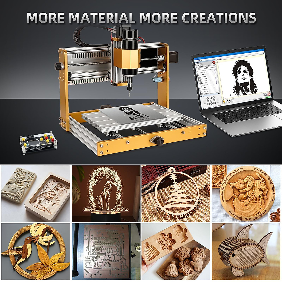 LUNYEE 3018 PRO MAX CNC Machine 500W All-Metal CNC Router Machine 3 Axis Limit Switches & Emergency-Stop with GRBL Offline Control for Cutting Wood Acrylic MDF Plastic, Working Area: 300 x 180 x 80mm