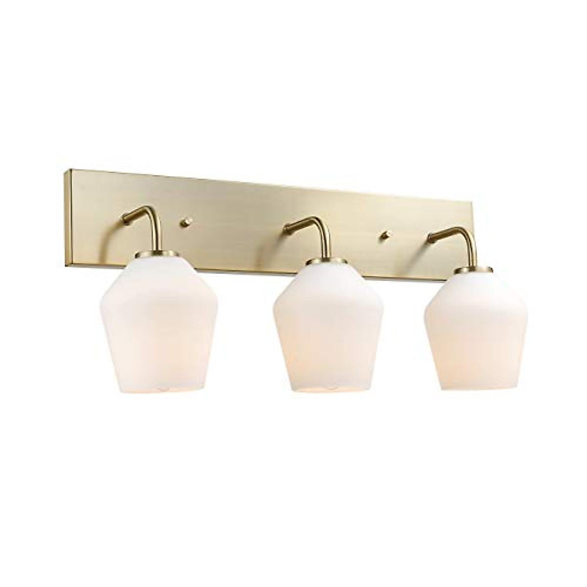 Globe Electric 51615 Raja 3-Light Vanity Light, Matte Brass, Opal Glass Shades