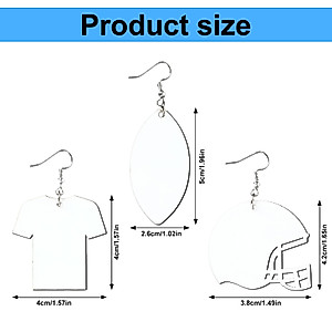 Whaline 54Pcs Sublimation Blank Football Helmet Shirt Earrings Bulk Heat Transfer Sublimation MDF Earrings with Earring Hooks and Jump Rings for Women Jewelry DIY Crafts Making Supplies