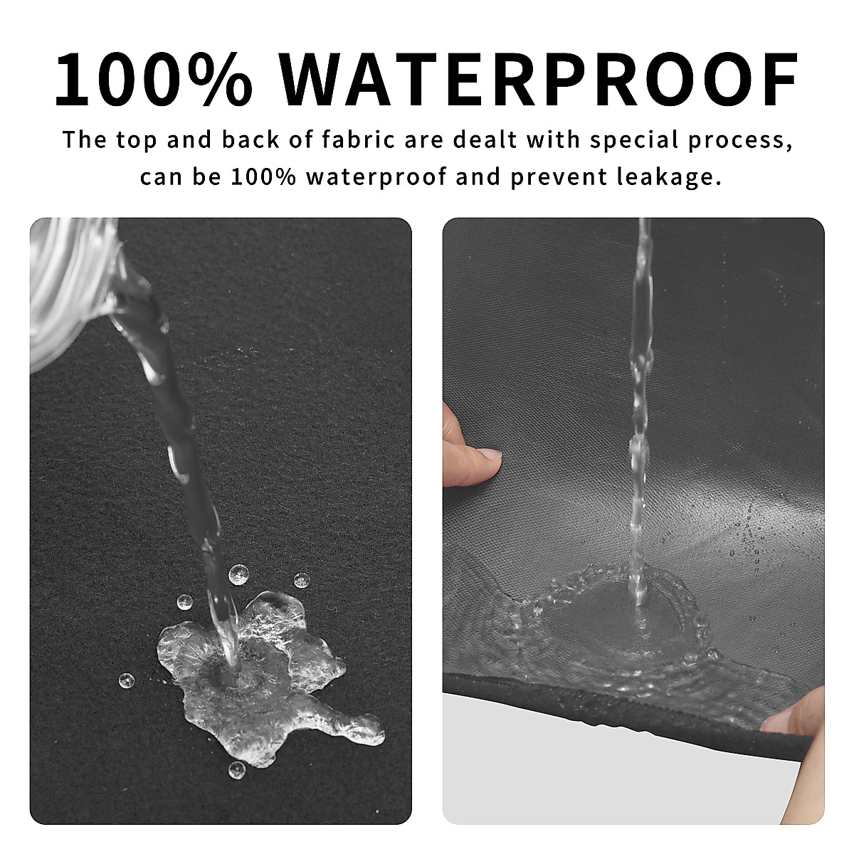 Easy-Going 100% Dual Waterproof Stretch Ottoman Cover Rectangle Folding Storage Stool Furniture Protector Soft Slipcover for Living Room with Elastic Bottom (Large, Dark Gray)