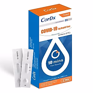 CorDx TyFast at-Home COVID-19 Antigen Rapid Test Kit, Easy, Accurate, Fast Results in 10 Minutes. (2-Pack)