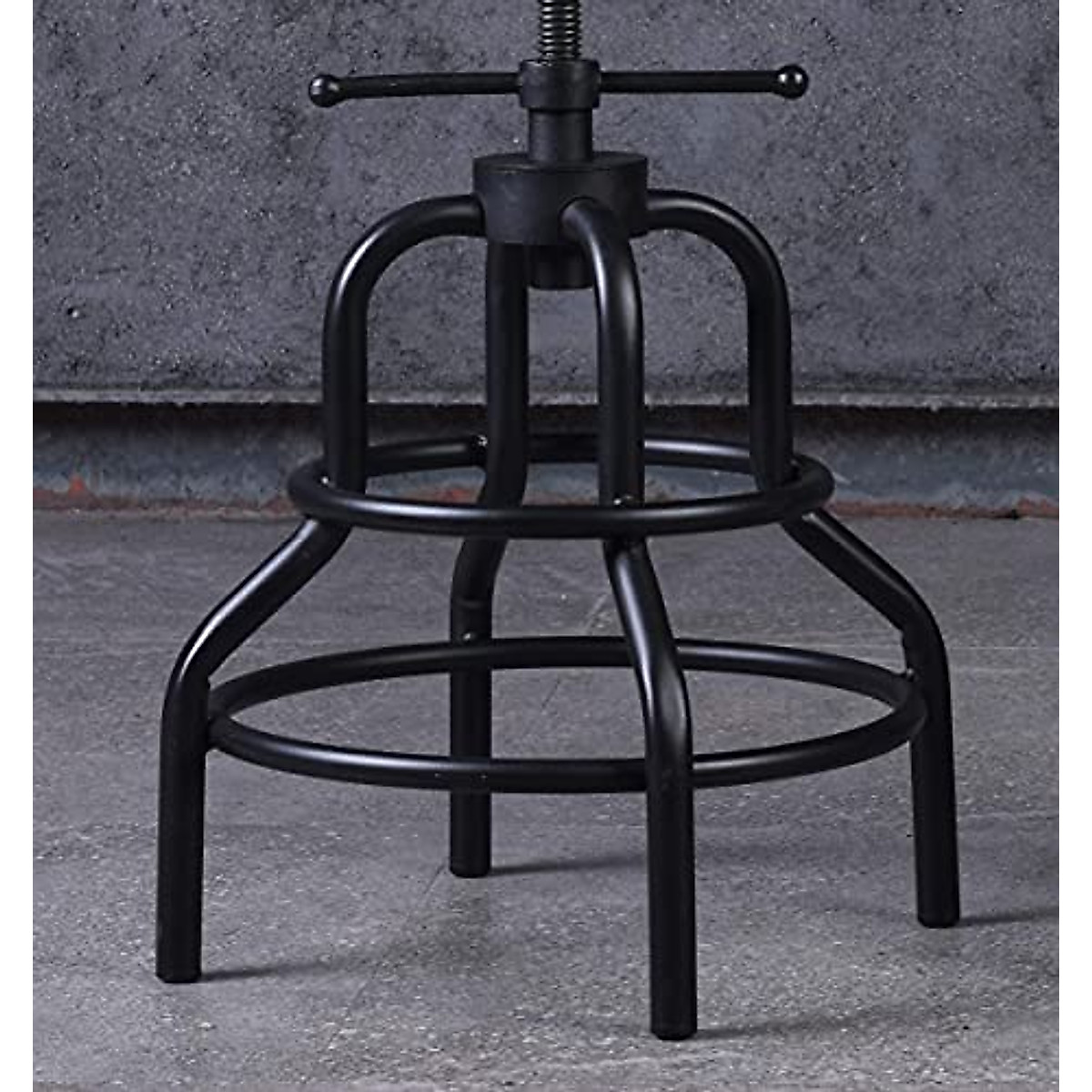 LOKKHAN Vintage Industrial Bar Stool-Rustic Swivel Bar Stool-Round Wood Metal Stool-Kitchen Counter Height Adjustable Pipe Stool-Cast Steel Stool 20-27 Inch (Set of 2)