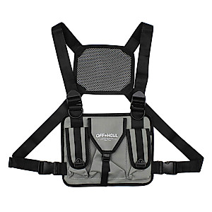 mosstyus Chest Front Bag Reflective Vest Radio Harness Adjustable Chest Rig Bag Pocket Pack Holster for Two Way Radio