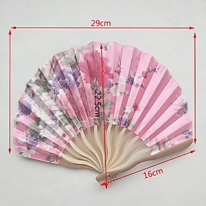 FKJLUN Handmade Folding Fan Pattern Chinese Style Hand Held Fans Silk Bamboo Folding Fans Handheld Wedding Hand Fan Handheld Fan (Color : I)