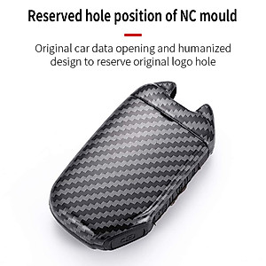 WFMJ Black Carbon Fiber + Silicone Button Smart Remote 4 Buttons Key Fob Cover Keychain Keyring Case Jacket Shell Skin for 2019 2020 Kia Soul Seltos Telluride Forte Sedan