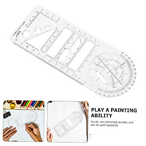 Ciieeo Multi-Functional Ruler Set for Boys and Girls Scale Ruler Geometric Drawing Template for School Education