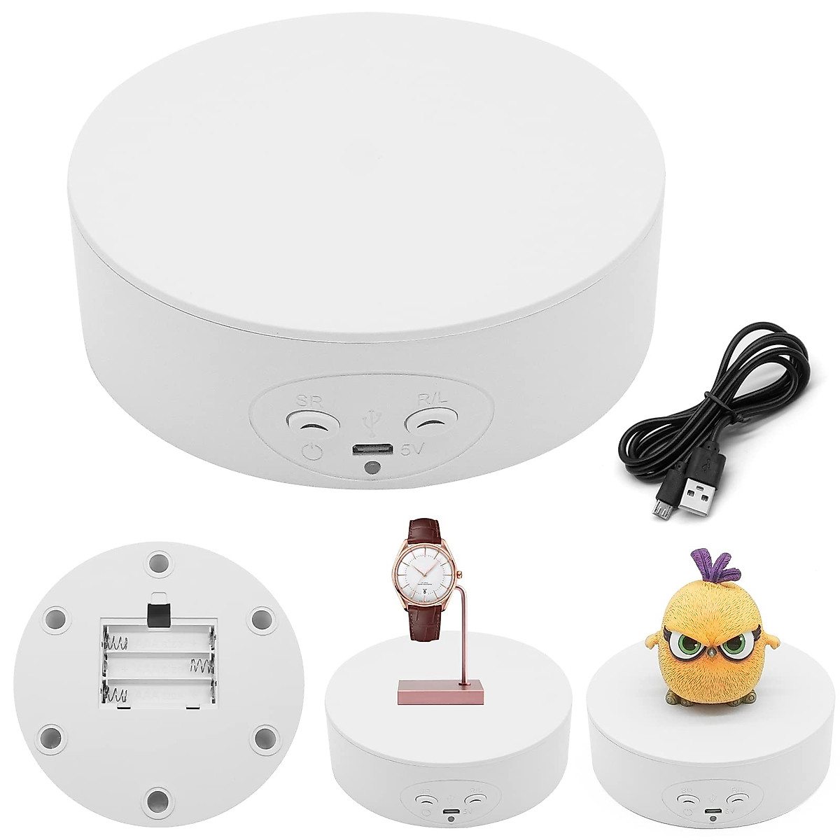 fotoconic Electric Motorized Turntable Rotating Display Stand, Remote Control Angle, Speed Direction, Various Rotation Mode, 11 Lbs Centric Loading, and 2 Pieces Magnetic Cover (4.75" & 8" Diameter)