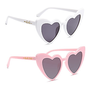 NewShun 10pcs Bachelorette Party Retro Heart Sunglasses, Bridal Shower Supplies Wedding Favor Bridesmaid Gifts - Pink