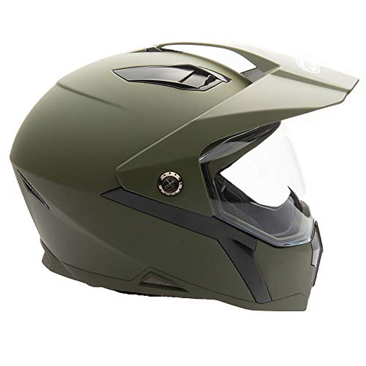 MMG Helmet Dual Sport Off Road Motorcycle Dirt Bike ATV - FlipUp Visor - Model 23 (Large, Green)