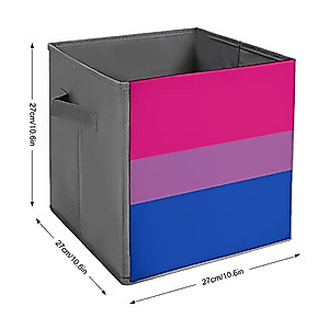 Bisexual Pride LGBT Flag Collapsible Storage Bins Basics Folding Fabric Storage Cubes Organizer Boxes with Handles