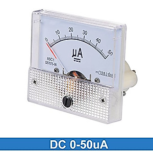 uxcell Analog Current Panel Meter DC 0-50uA 85C1 Ammeter 64x57x56mm for Circuit Testing Charging Battery Ampere Tester Gauge Pack of 1
