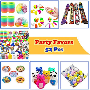52 Pcs Party Favors for Kids 4-8, Birthday Gift Toys, Stocking Stuffers, Treasure Box Toys, Carnival Prizes, School Classroom Rewards, Pinata Stuffers, Goodie Bags Filler for Boys and Girls 8-12