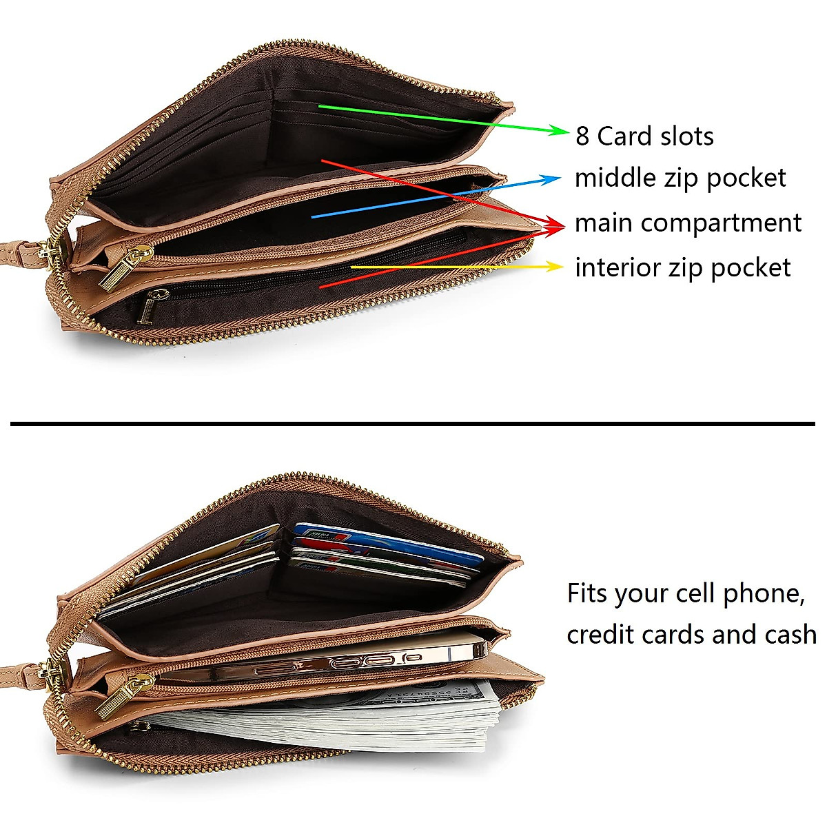 YALUXE Wristlet for Women Clutch Slim Genuine Leather Wallet