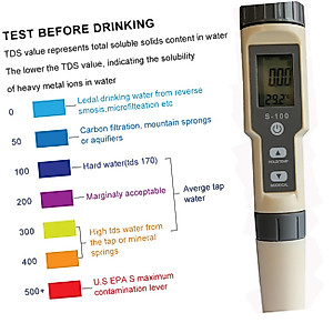 ULTECHNOVO Pen Hydrometer Water Quality Tester Temperature Tester Water Salimeter Salt Meter Salt Water Gravimeter Light Grey