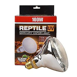 LUCKY HERP Reptile UVA UVB Mercury Vapor Bulb Lamp,Screw Thread,PAR38,100 Watt (Coated)