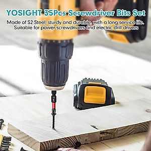 YOSIGHT 35Pcs Screwdriver Bits Set S2 Steel Screwdriver Impact Kit With a Storage Case, Used for Power Screwdrivers and Electric Drill Drivers