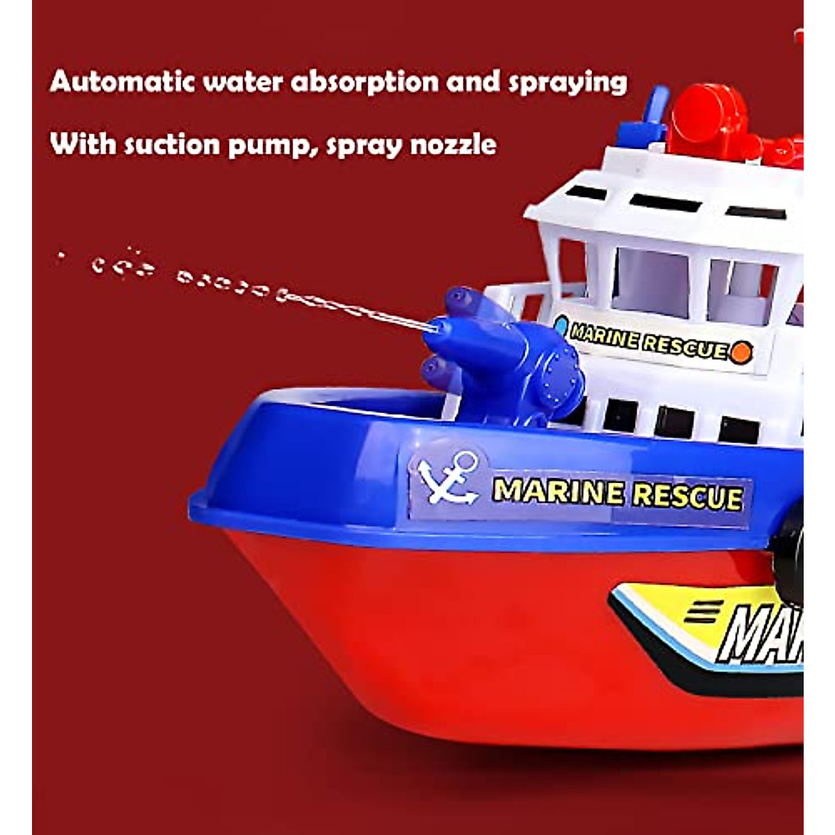 Bath Toys Yacht Toy in tub, Gift for Kids Pool Toy Light Up Float Bathtub Toy Boat with Water Sprinkler