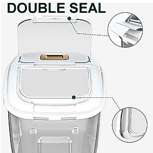 Rice Storage Container, Kitchen Rice Container, Sealed Rice Storage Container, Dog Food Container, Dog Food Storage Container, Rice Dispenser 25 pounds is Suitable for Whole Grains, pet Food